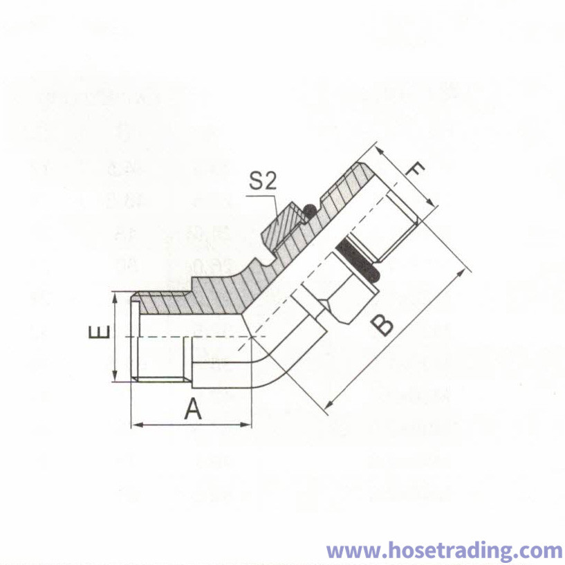 45° Elbow Metric Male O-Ring/Metric Male Adjustable Stud End S-Series ...