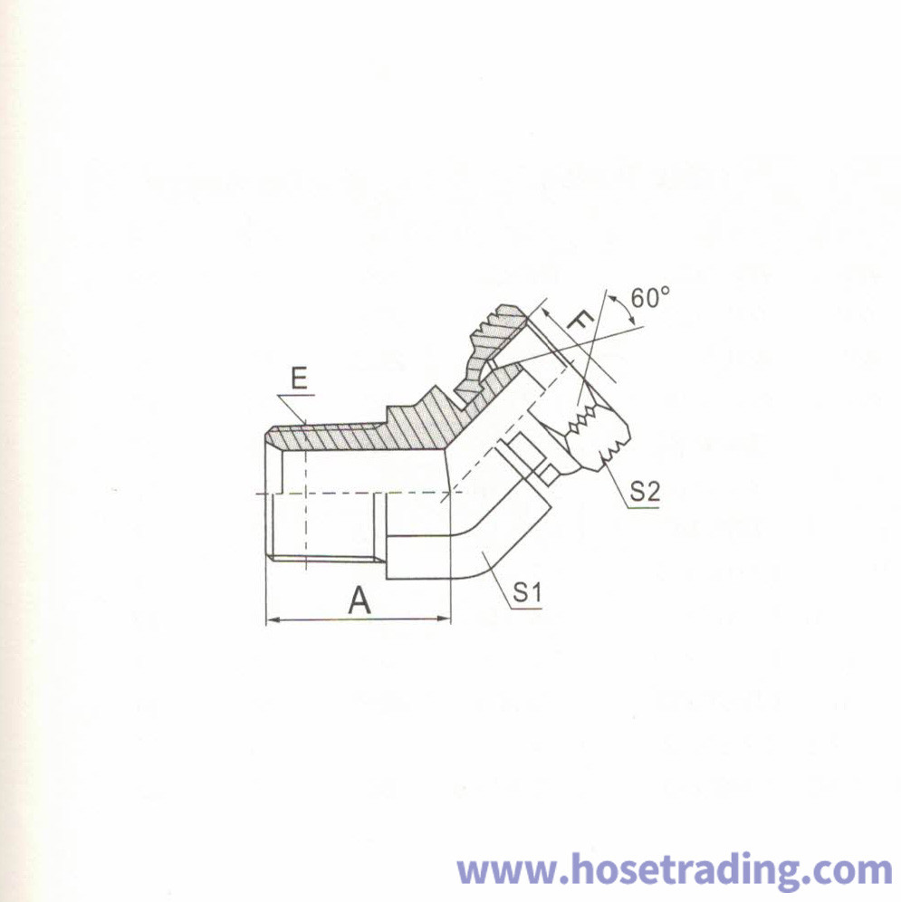 45° Elbow NPT Male/NPSM Female 60° Cone