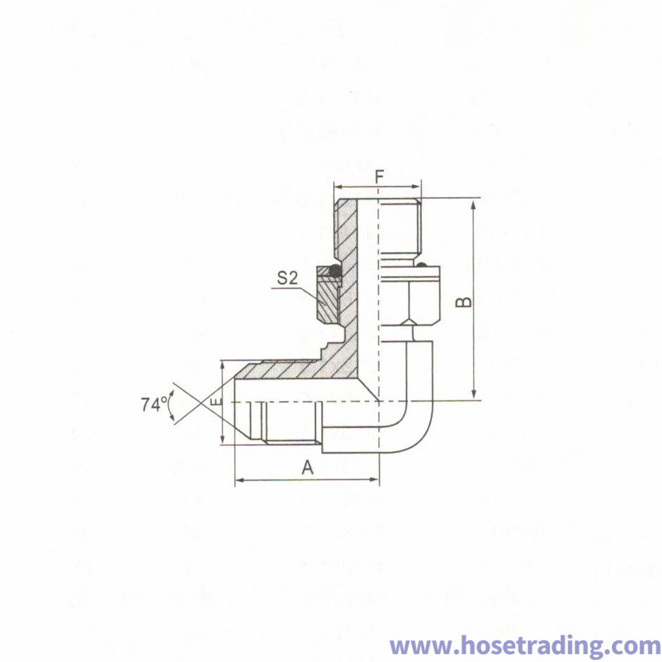 90° Elbow JIC Male 74° Cone/Metric Male Adjustable Stud End L-Series ...