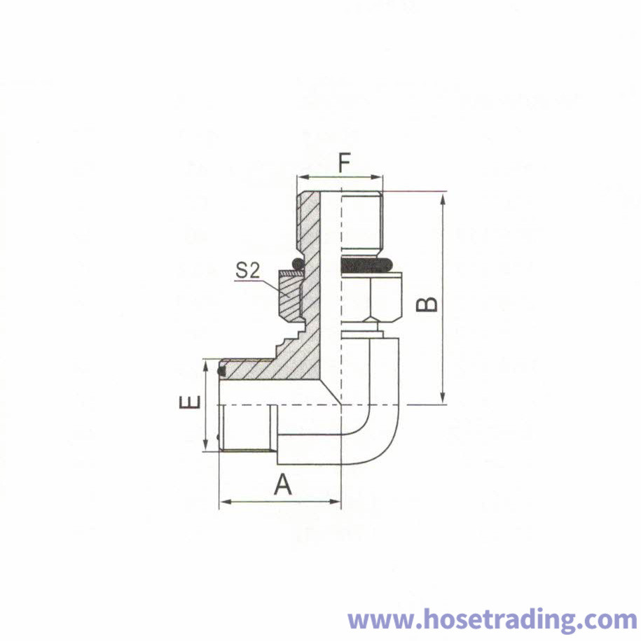 90° Elbow ORFS Male O-Ring/Metric Male Adjustable Stud End S-Series ISO ...