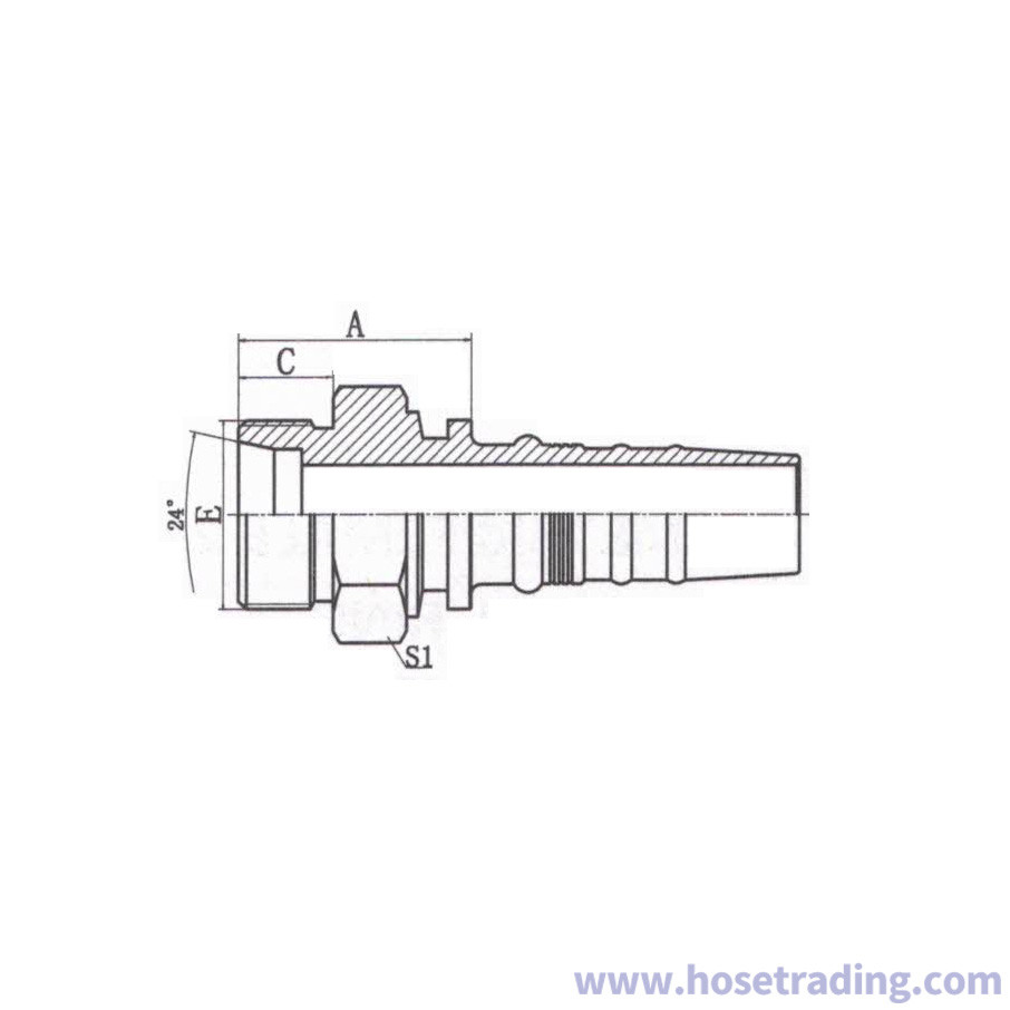 Metric Male 24°Cone Seat H.T.for Spiral Hose DIN 3853